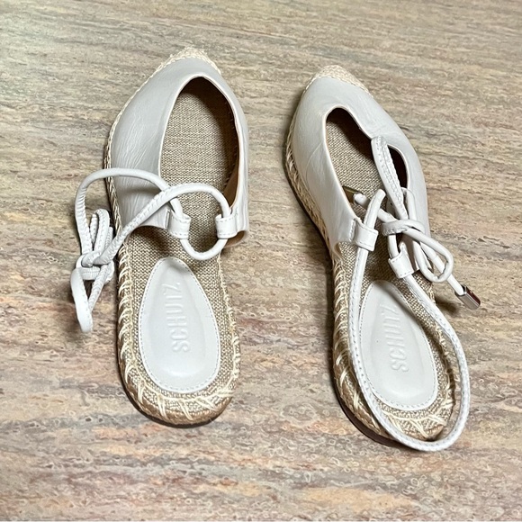 SCHUTZ | Shoes | New Schutz Lara White And Cream Sandals With Tie ...